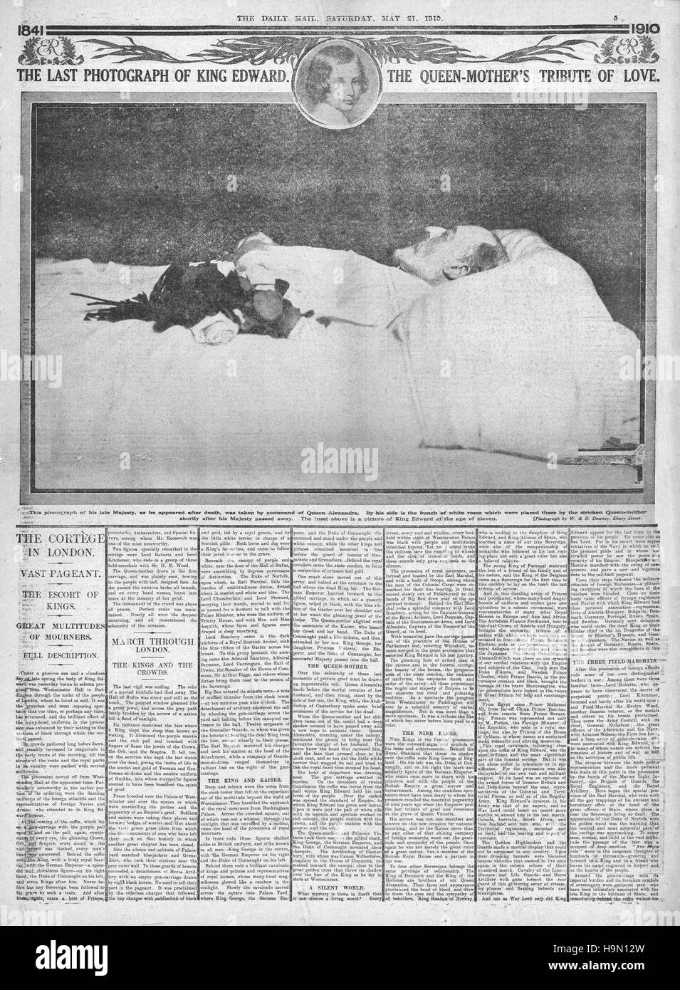 1910 Daily Mail page 5 King Edward VII on his death bed Stock Photo - Alamy