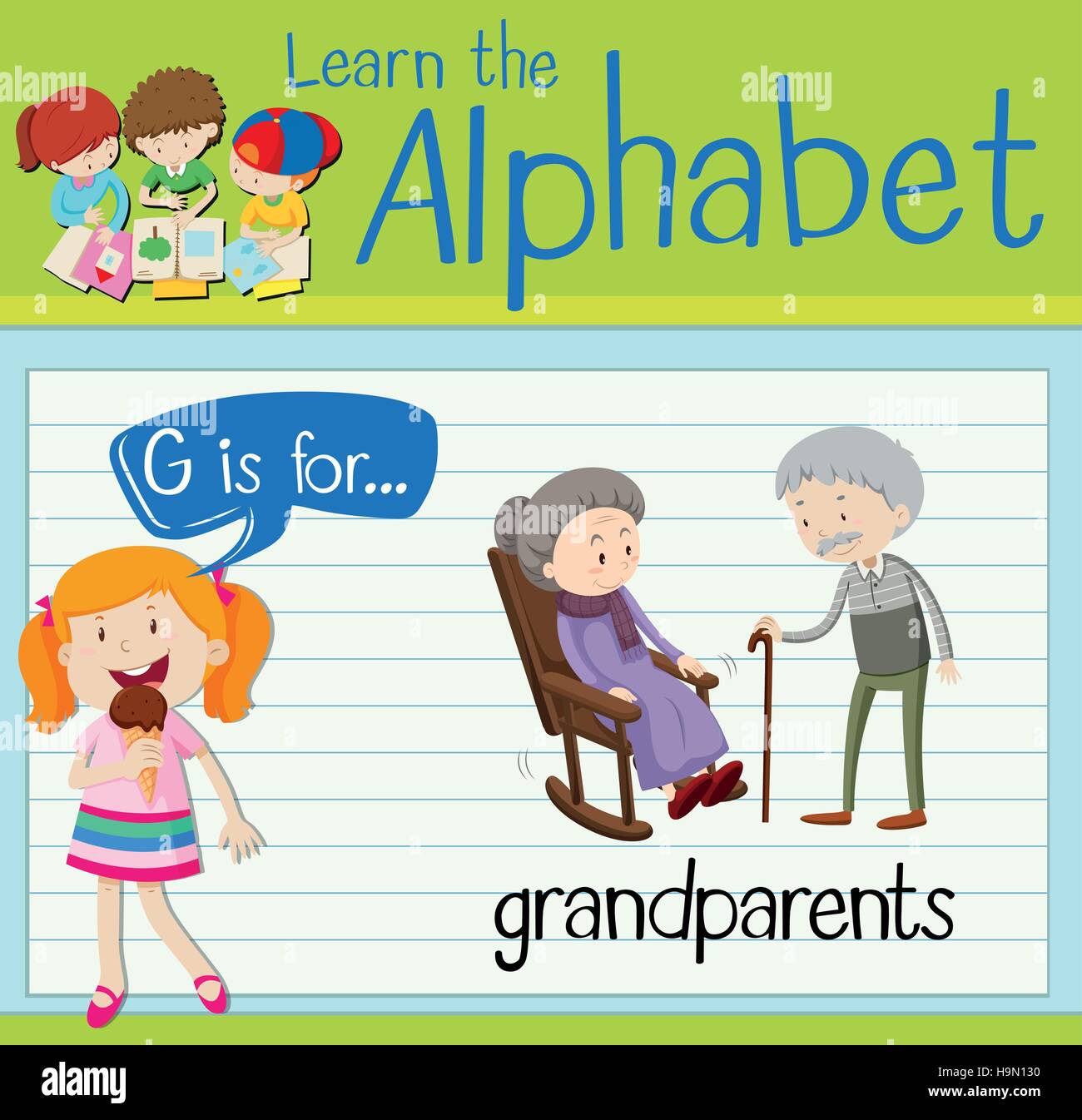 Flashcard letter G is for grandparents illustration Stock Vector Image ...