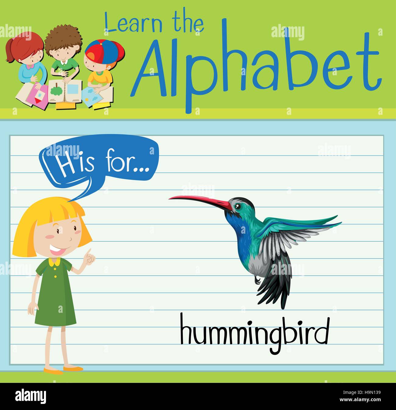 Flashcard letter H is for hummingbird illustration Stock Vector Image ...