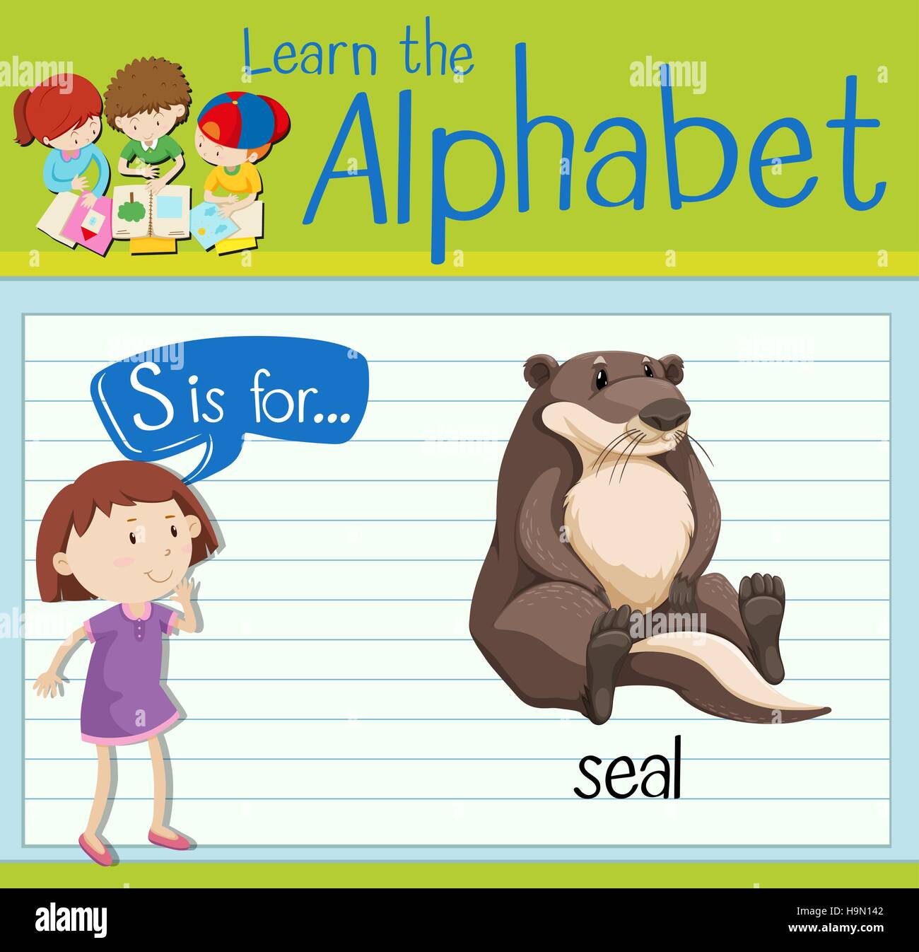 Flashcard letter S is for seal illustration Stock Vector Image & Art ...