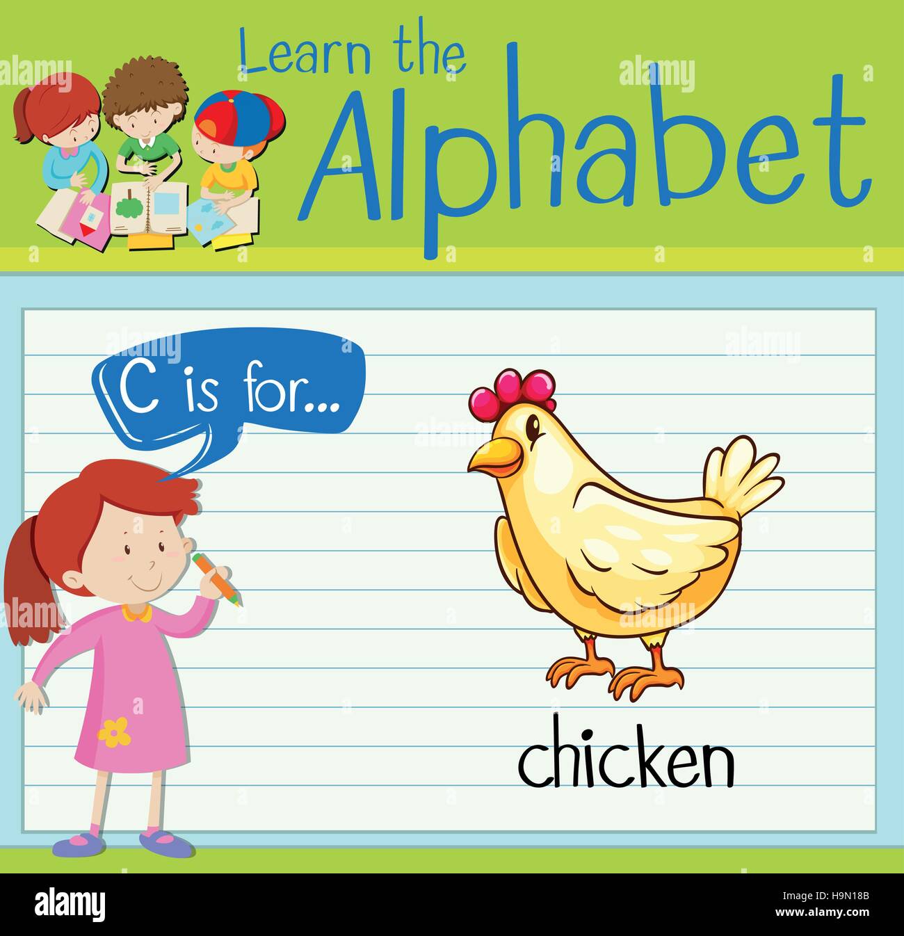 Flashcard letter C is for chicken illustration Stock Vector Image & Art ...