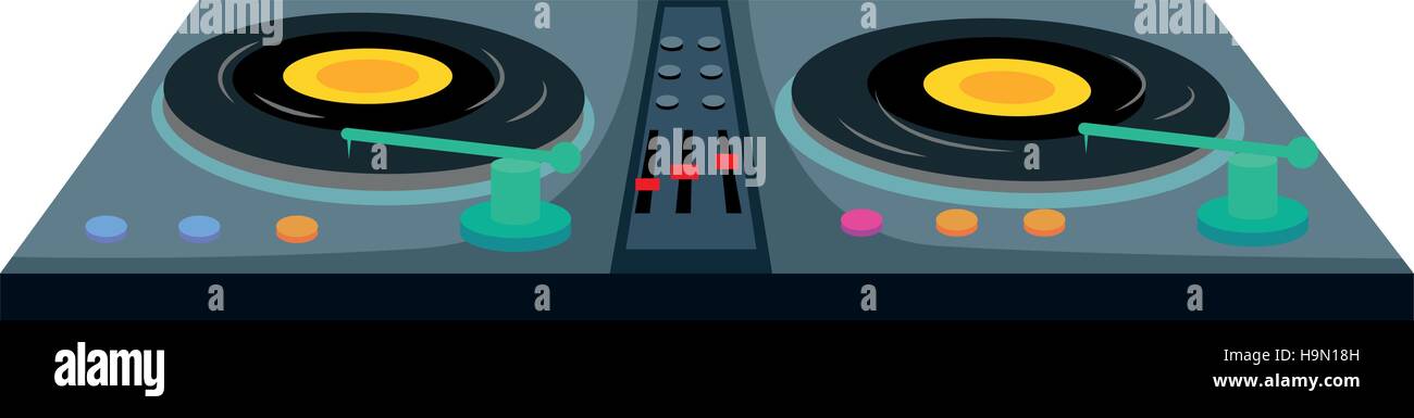 Disc jockey machine with two music disks illustration Stock Vector ...