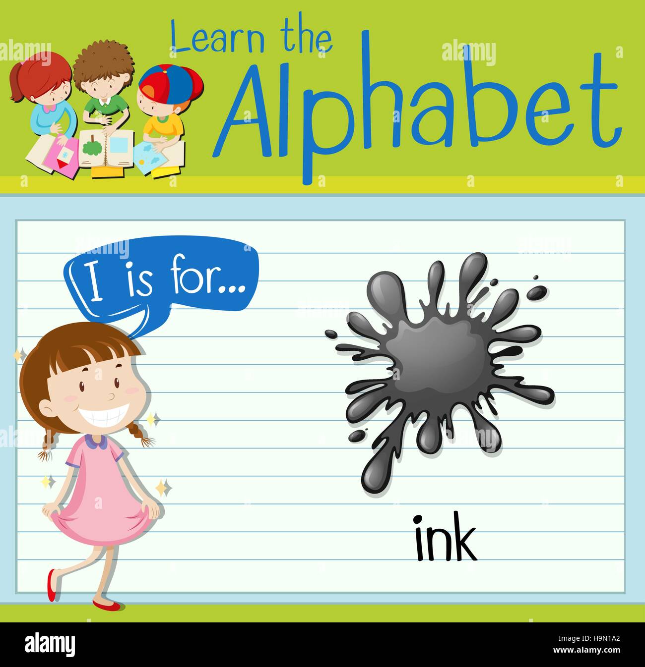 Flashcard letter I is for ink illustration Stock Vector Image & Art - Alamy