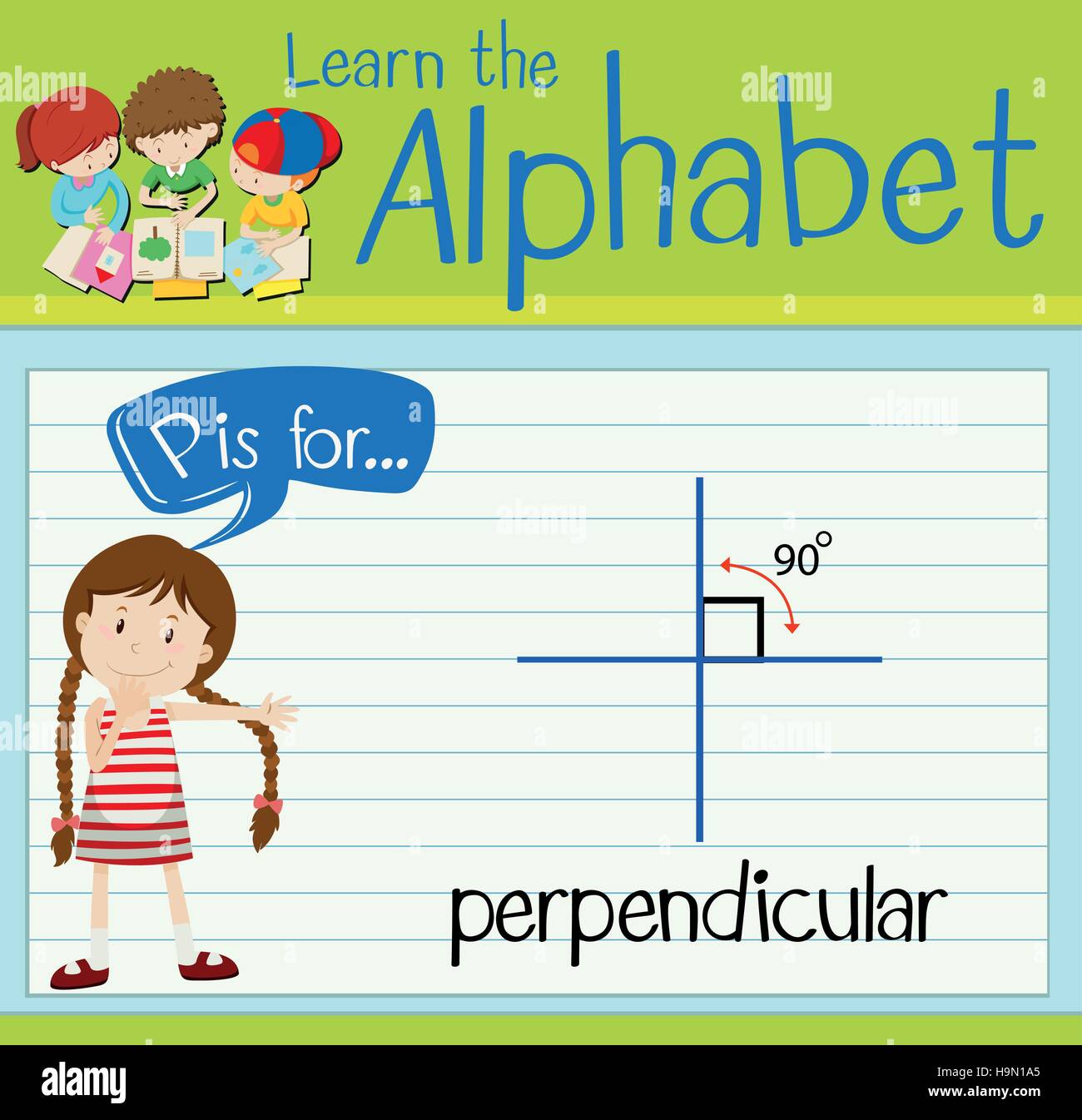 Flashcard letter P is for perpendicular illustration Stock Vector Image ...