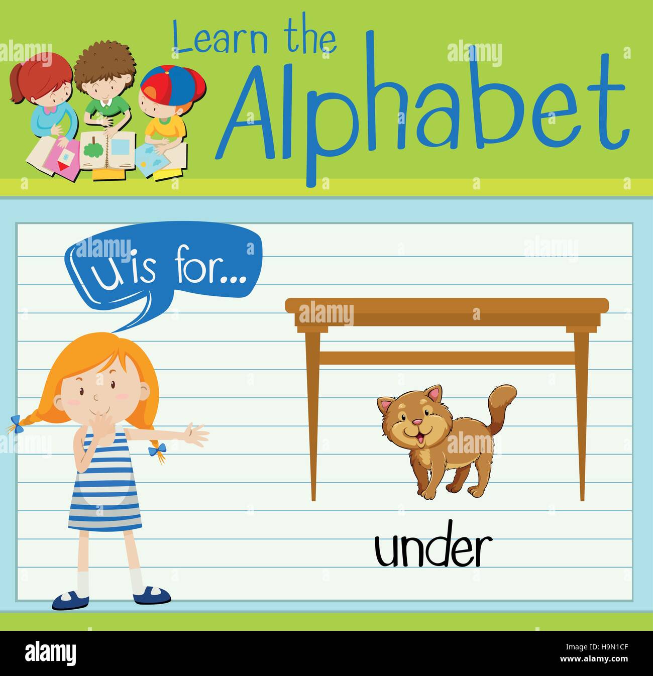 Flashcard letter U is for under illustration Stock Vector Image & Art ...