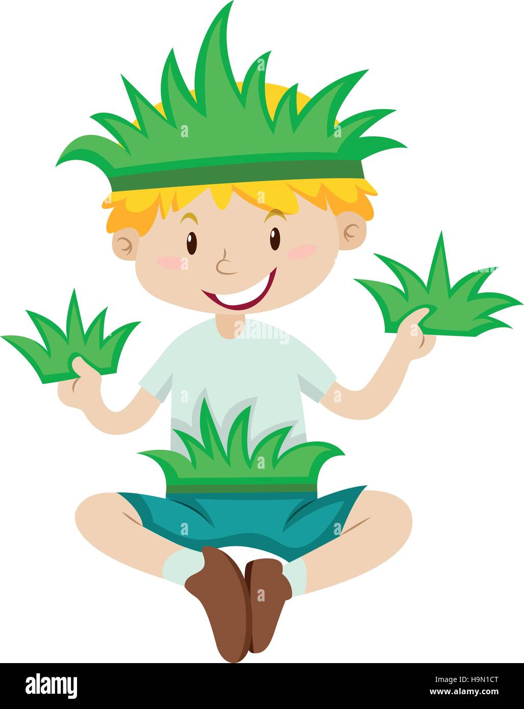 Boy in grass costume illustration Stock Vector Image & Art - Alamy