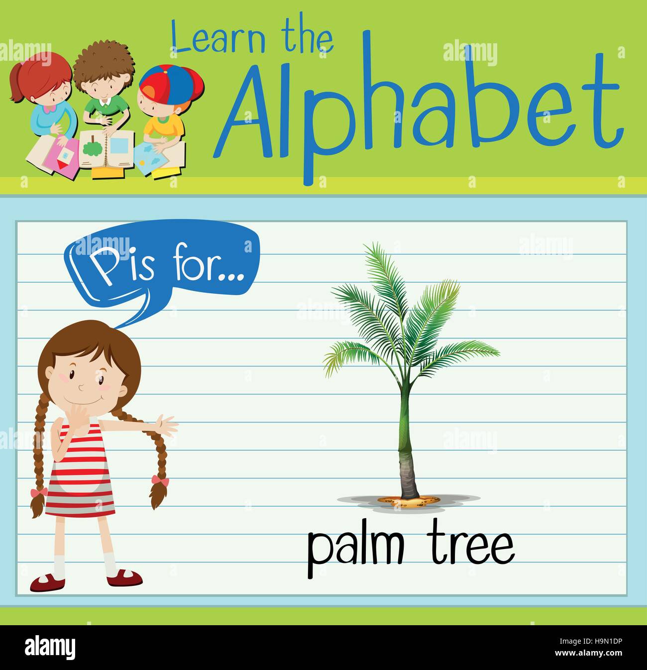 Flashcard letter P is for palm tree illustration Stock Vector Image ...