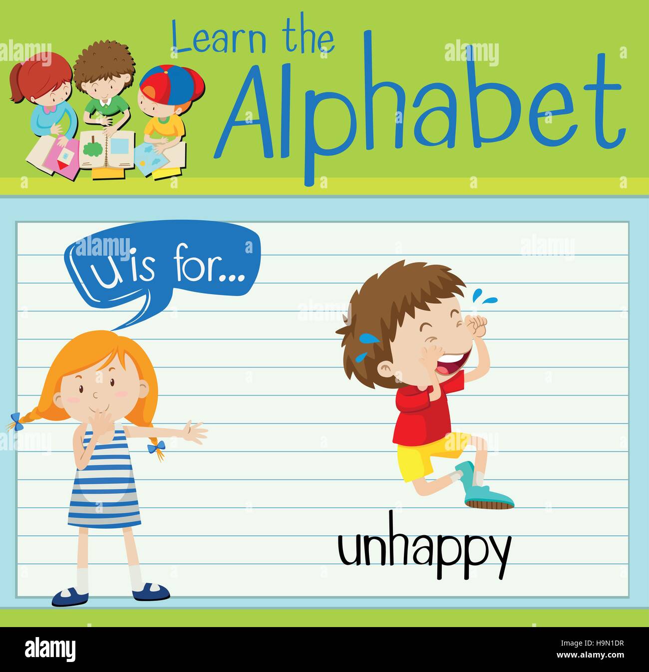 Flashcard letter U is for unhappy illustration Stock Vector Image & Art ...