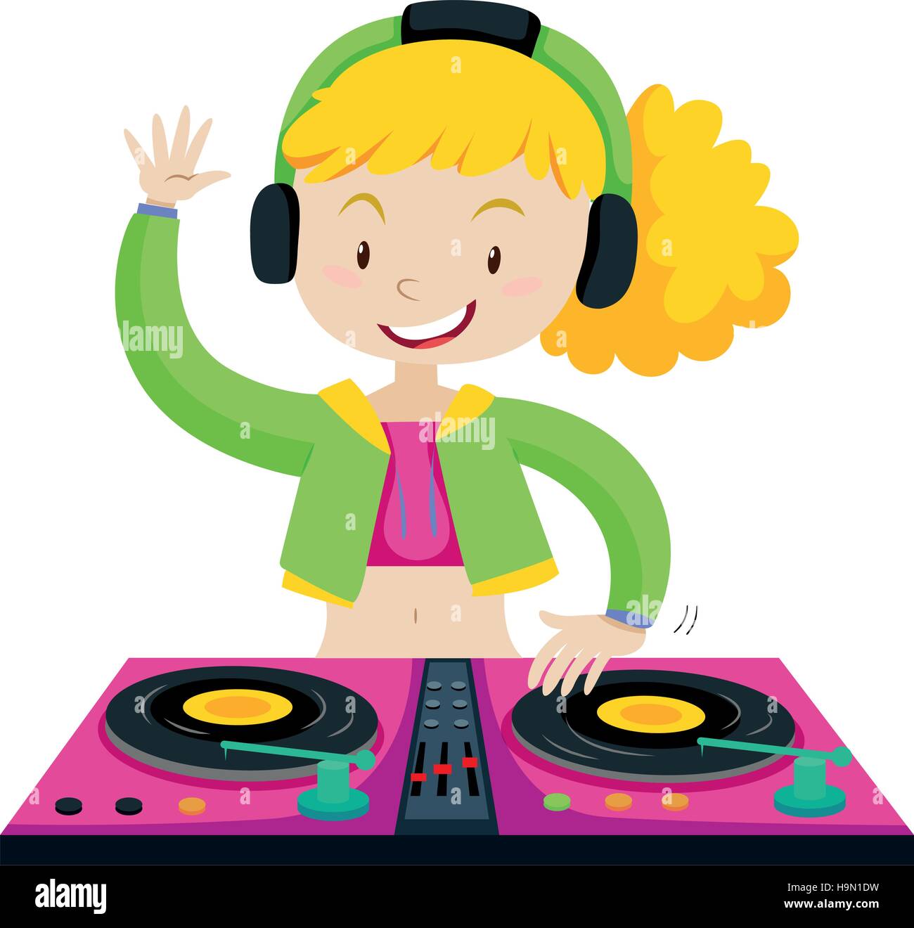 DJ playing music with machine illustration Stock Vector Image & Art - Alamy