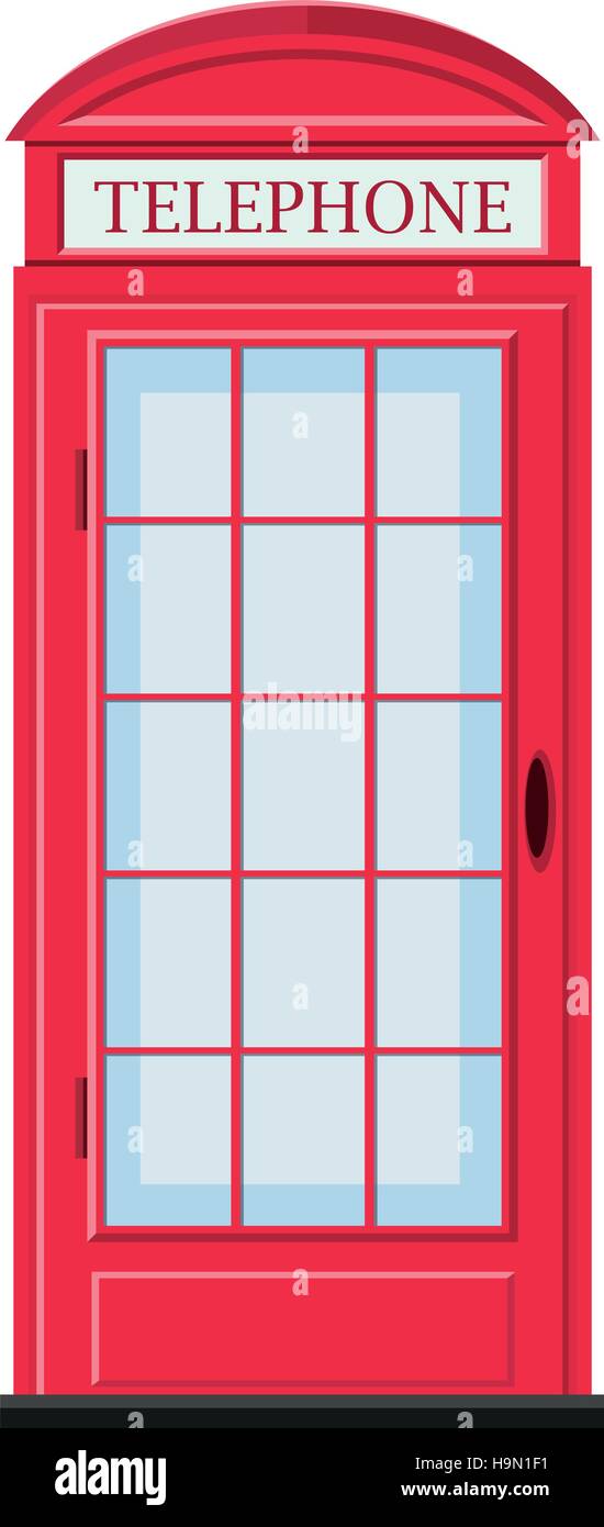 Red telephone booth with glass door illustration Stock Vector Image ...