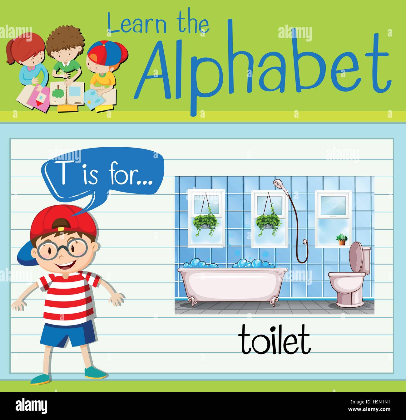 Flashcard letter T is for toilet illustration Stock Vector Image & Art ...