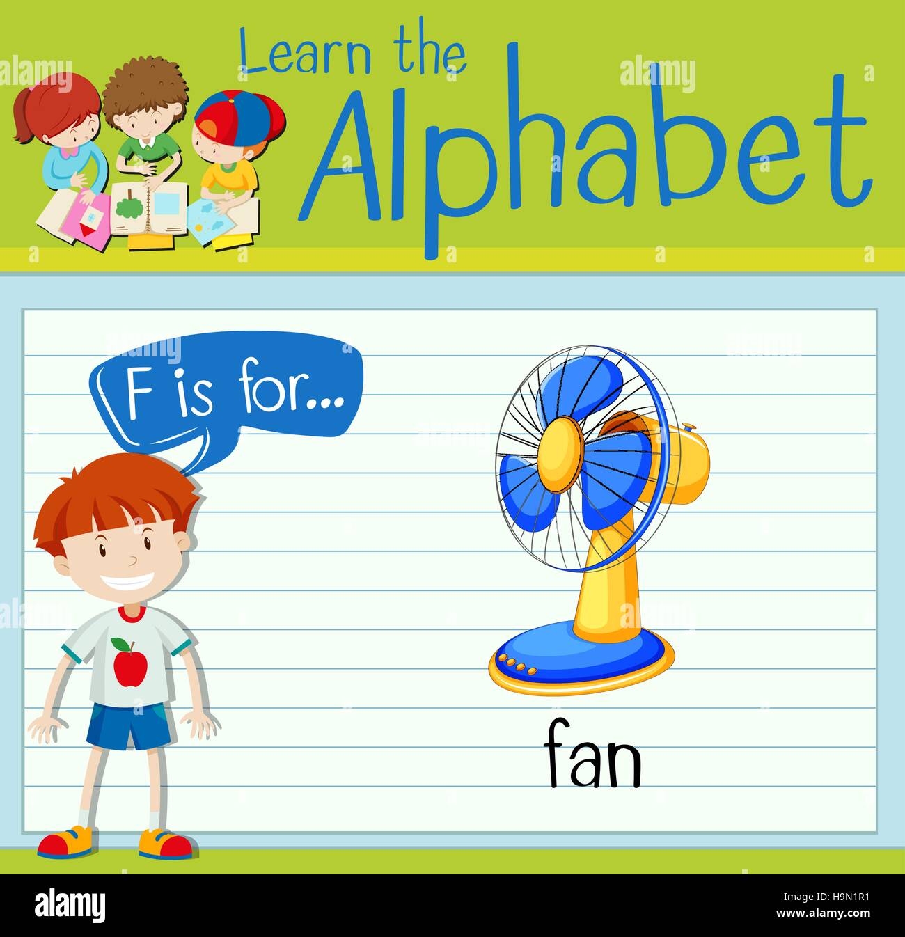 Flashcard letter F is for fan illustration Stock Vector Image & Art - Alamy