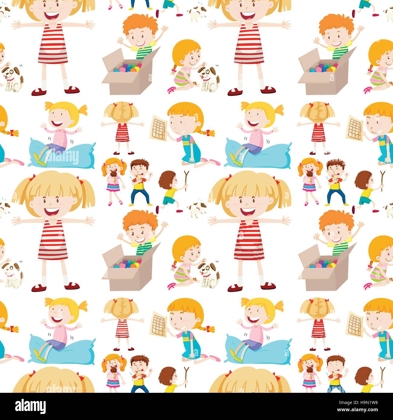 Seamless background design with kids playing illustration Stock Vector ...