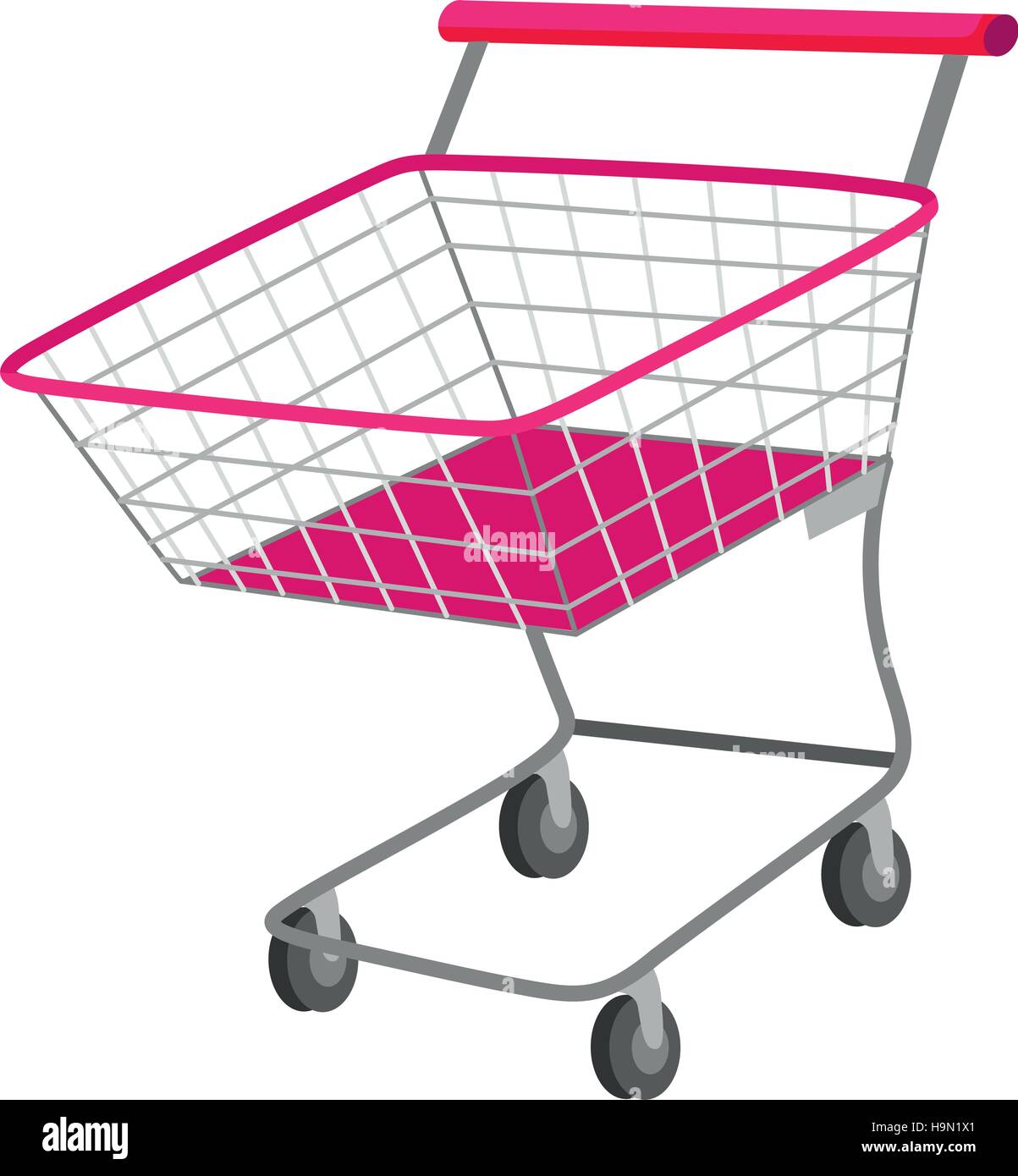 Single shopping cart with wheels illustration Stock Vector Image & Art ...