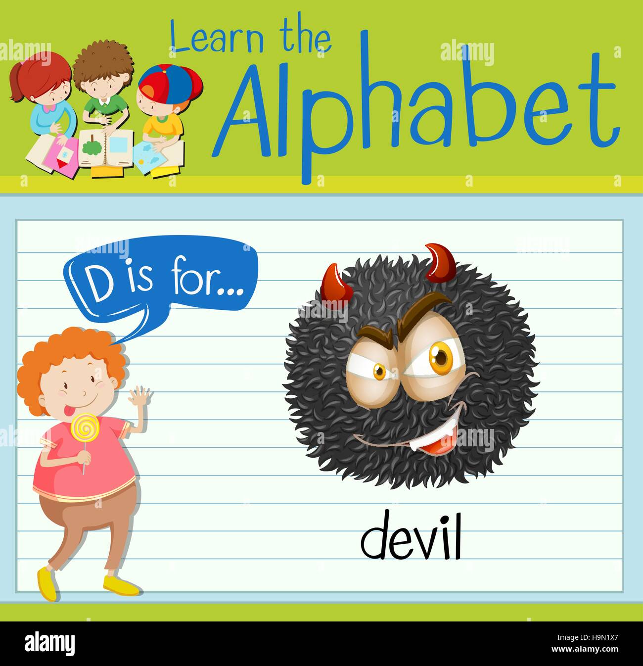 Flashcard letter D is for devil illustration Stock Vector Image & Art ...
