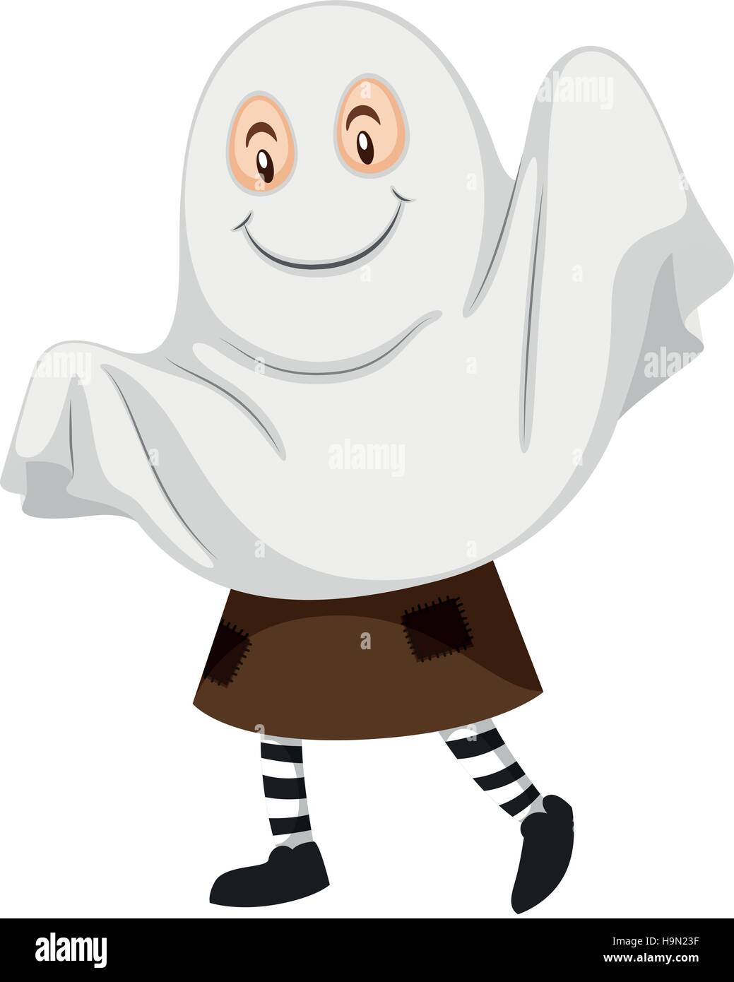 Kid in ghost costume for halloween illustration Stock Vector Image ...