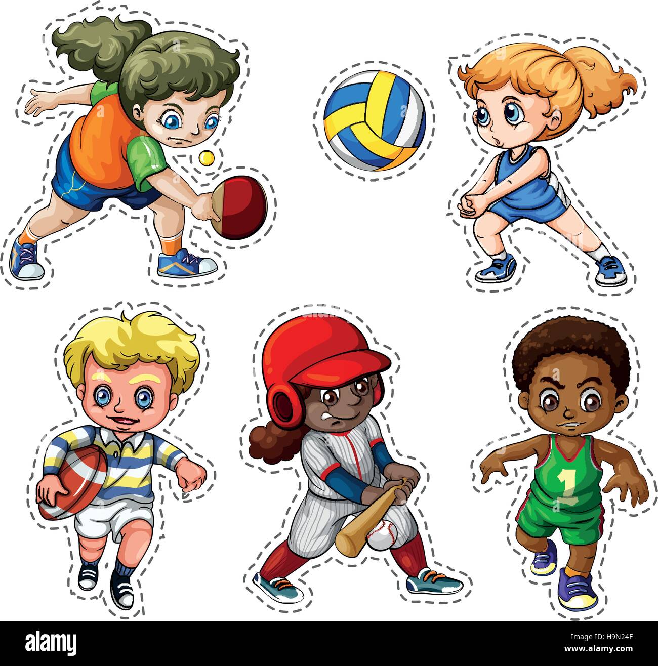 Kids playing different types of sports illustration Stock Vector Image ...