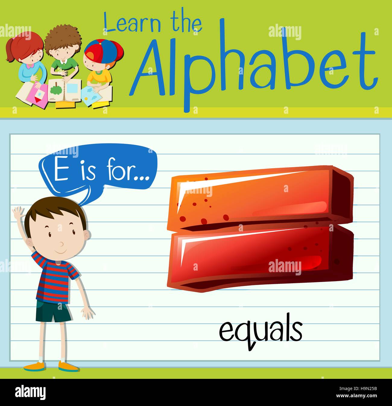 Flashcard letter E is for equals illustration Stock Vector Image & Art ...