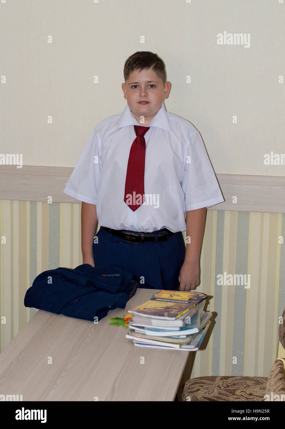 the school student for September 1 has received textbooks Stock Photo ...