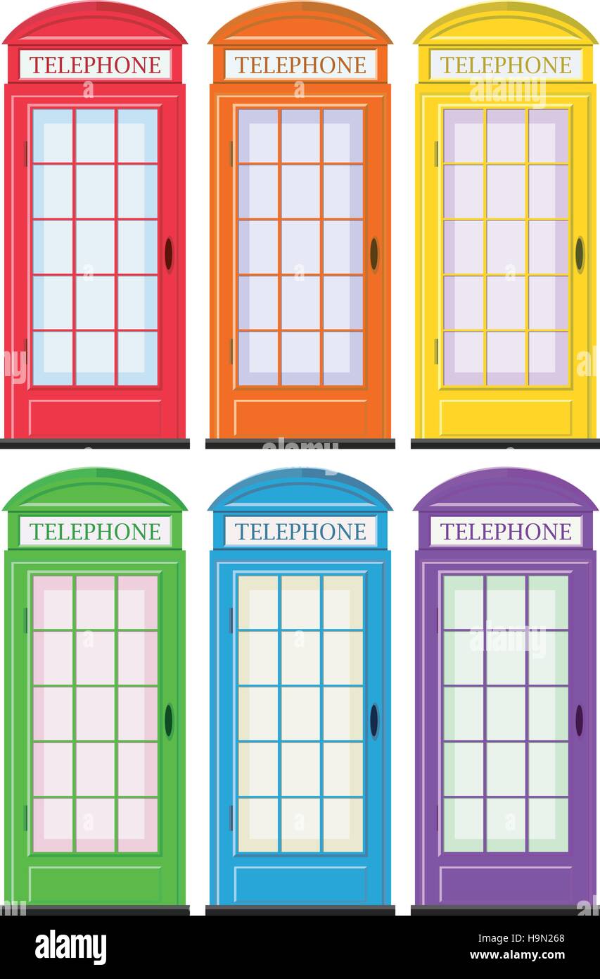 Telephone booths in six colors illustration Stock Vector Image & Art ...