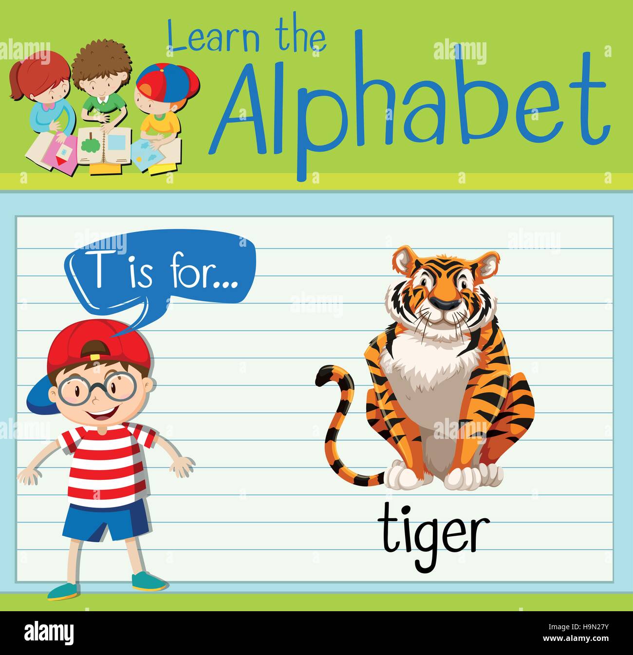 Flashcard letter T is for tiger illustration Stock Vector Image & Art ...
