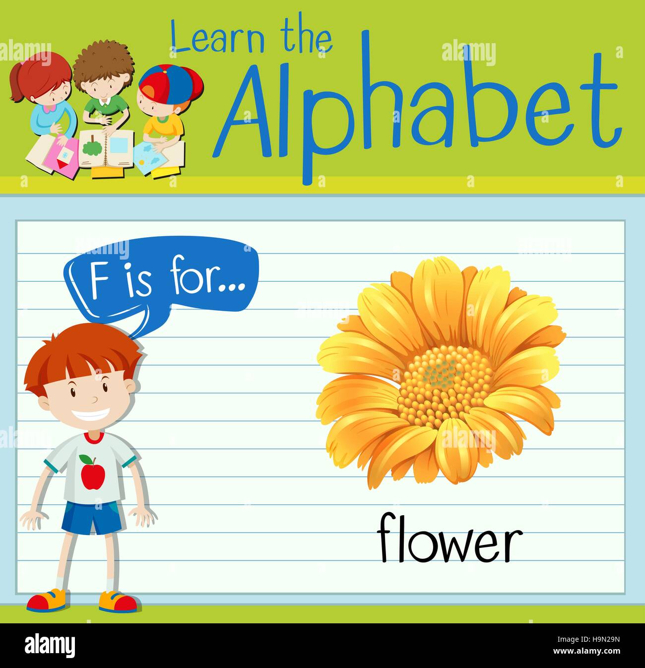 Flashcard letter F is for flower illustration Stock Vector Image & Art ...