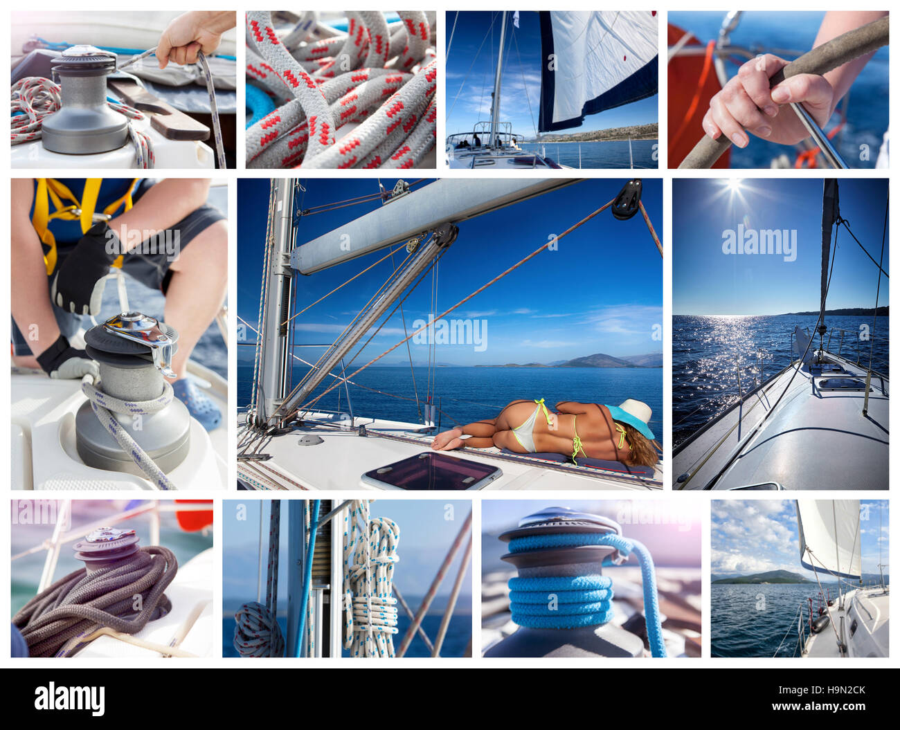 Yacht collage.Sailboat.Yachting concept Stock Photo - Alamy