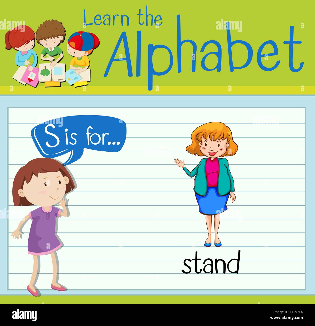 Flashcard letter S is for stand illustration Stock Vector Image & Art ...