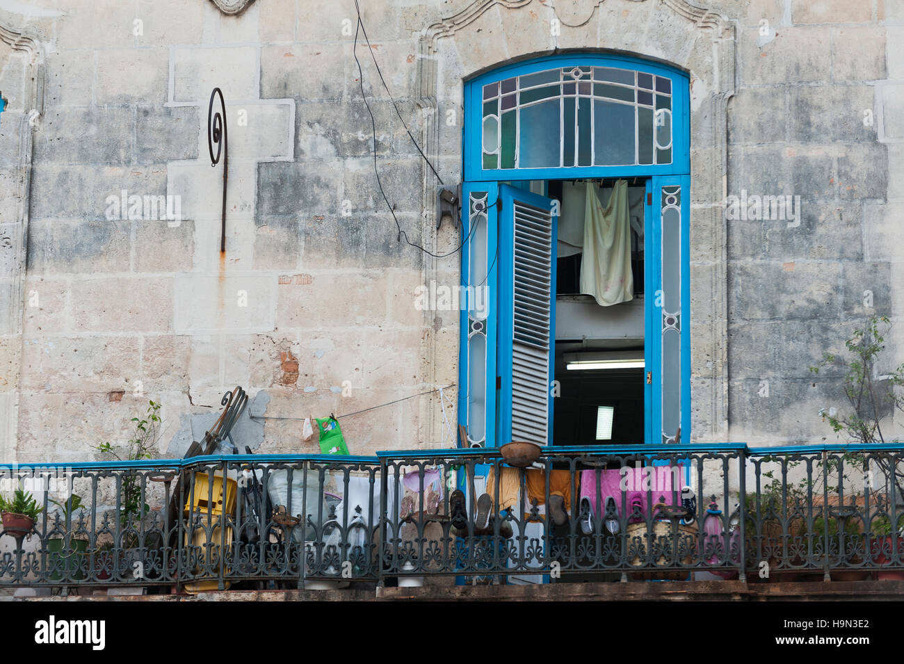 Generic architecture on balcony of building in Havana, Cuba Stock Photo ...