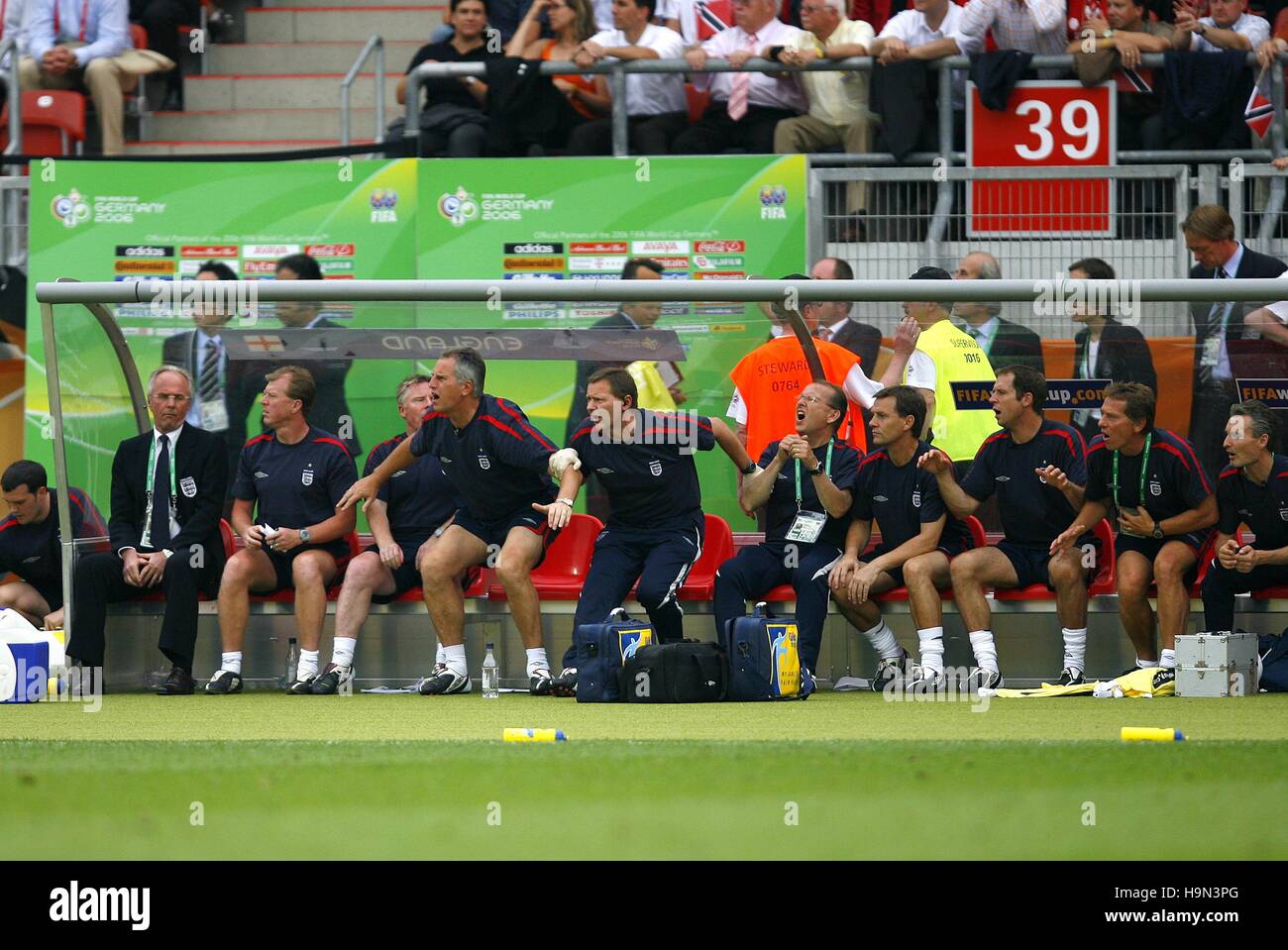 THE ENGLAND BENCH ENGLAND V TRINIDAD & TOBAGO WORLD CUP NUREMBURG ...