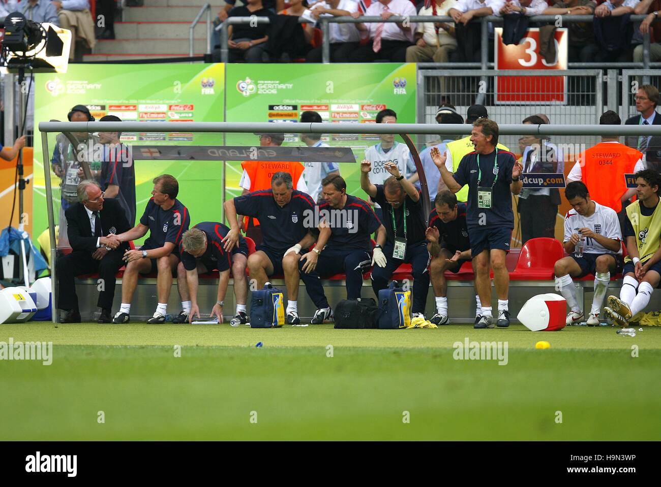 THE ENGLAND BENCH ENGLAND V TRINIDAD & TOBAGO WORLD CUP NUREMBURG ...