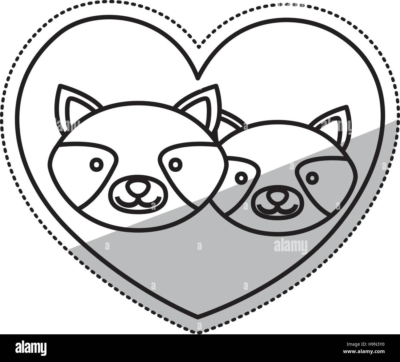 Raccoon cartoon in love icon. Animal cute adorable creature and ...
