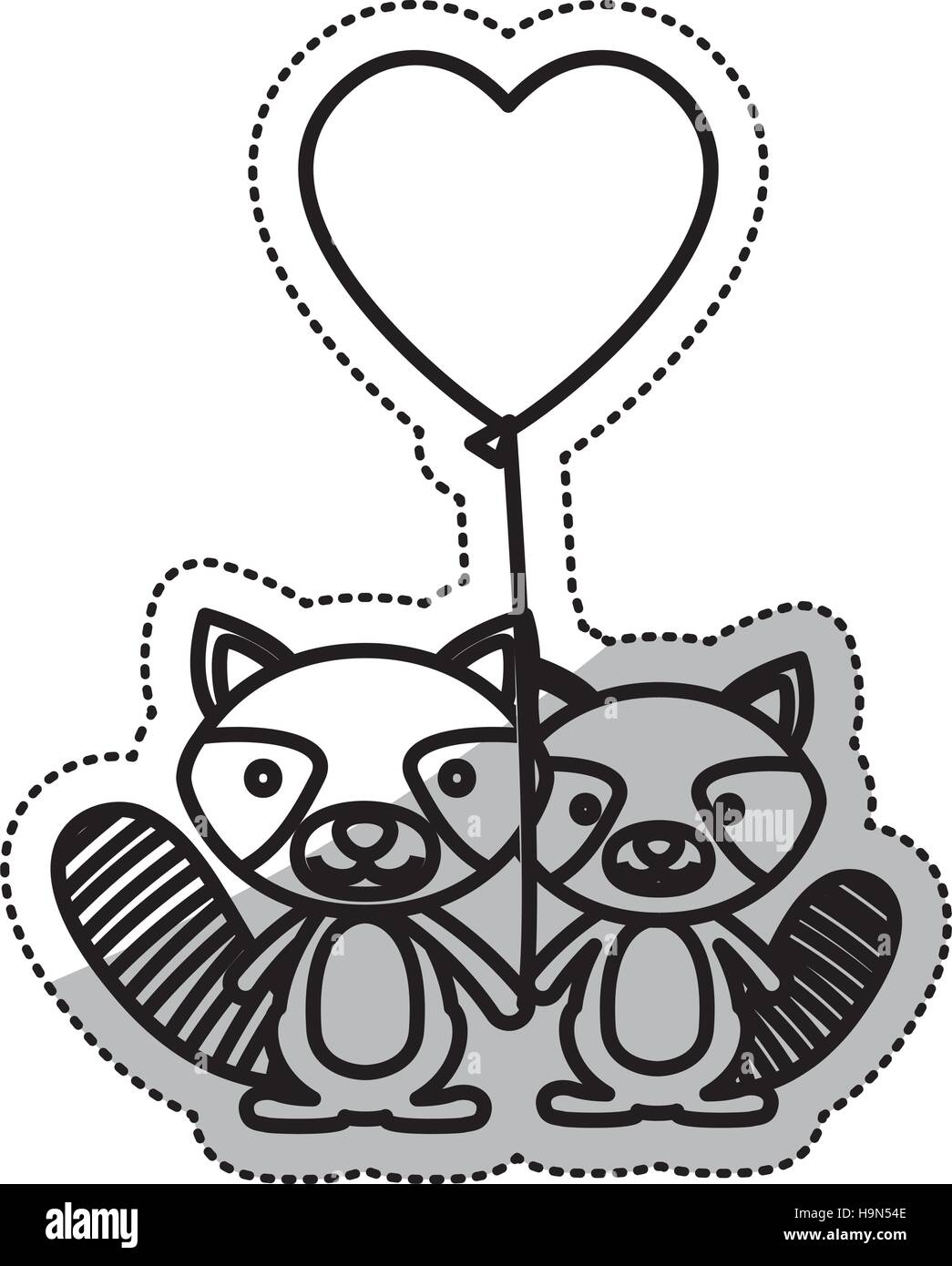 Raccoon cartoon in love icon. Animal cute adorable creature and ...