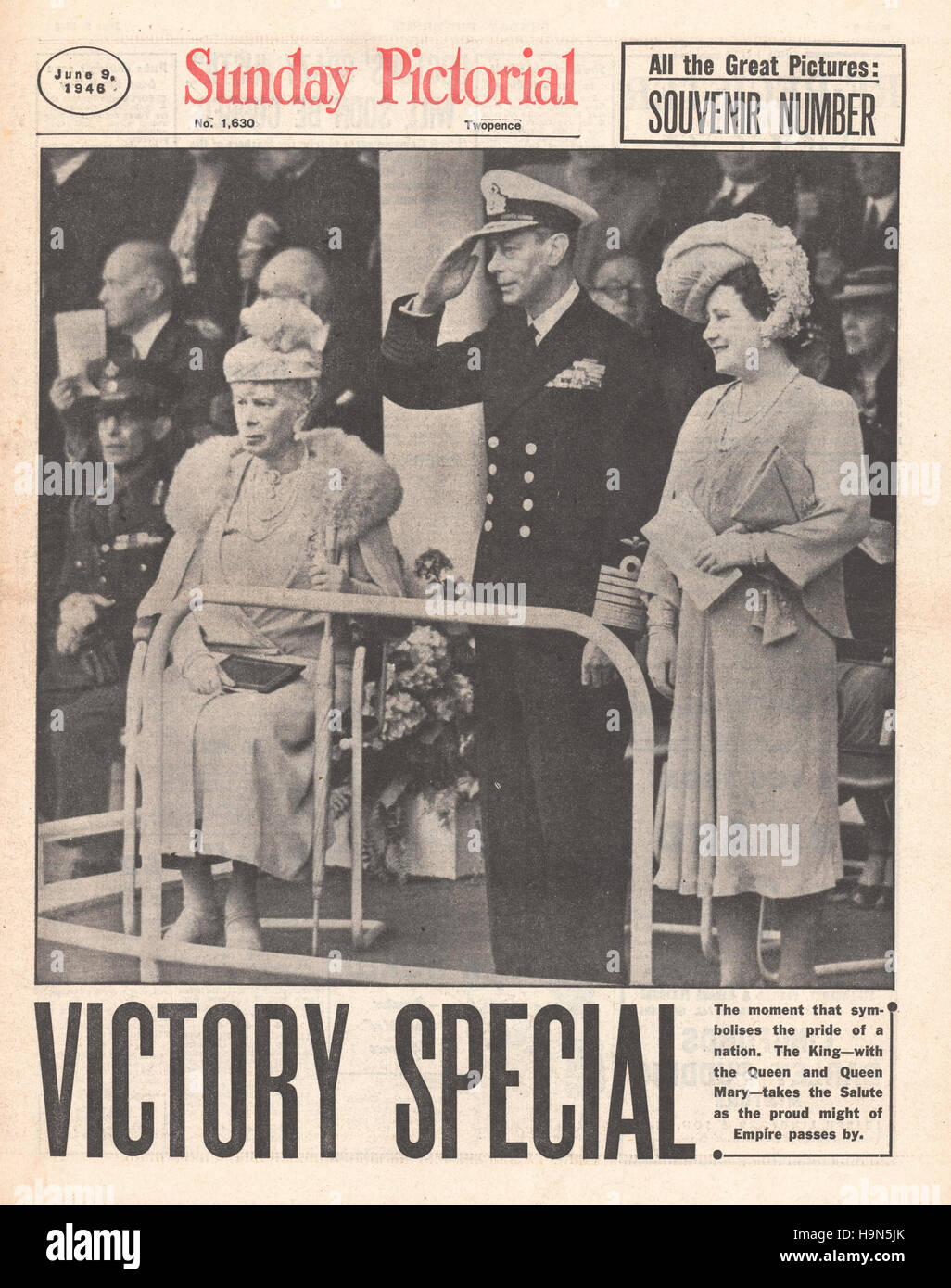 1946 Sunday Pictorial front page Victory Celebrations in London Stock ...