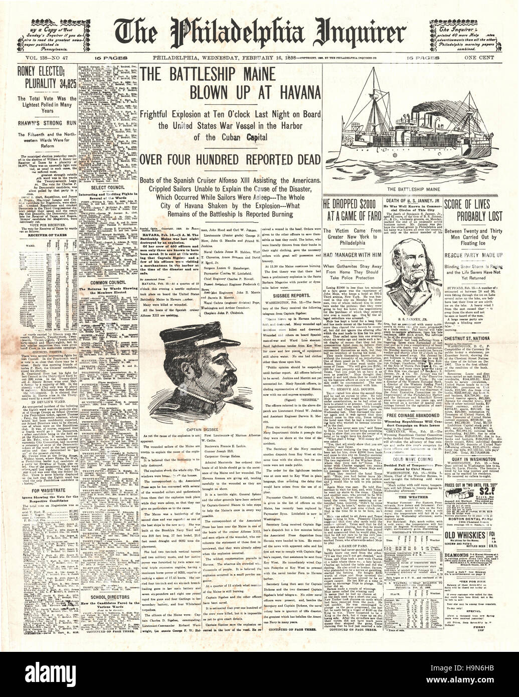 Uss maine newspaper hi-res stock photography and images - Alamy