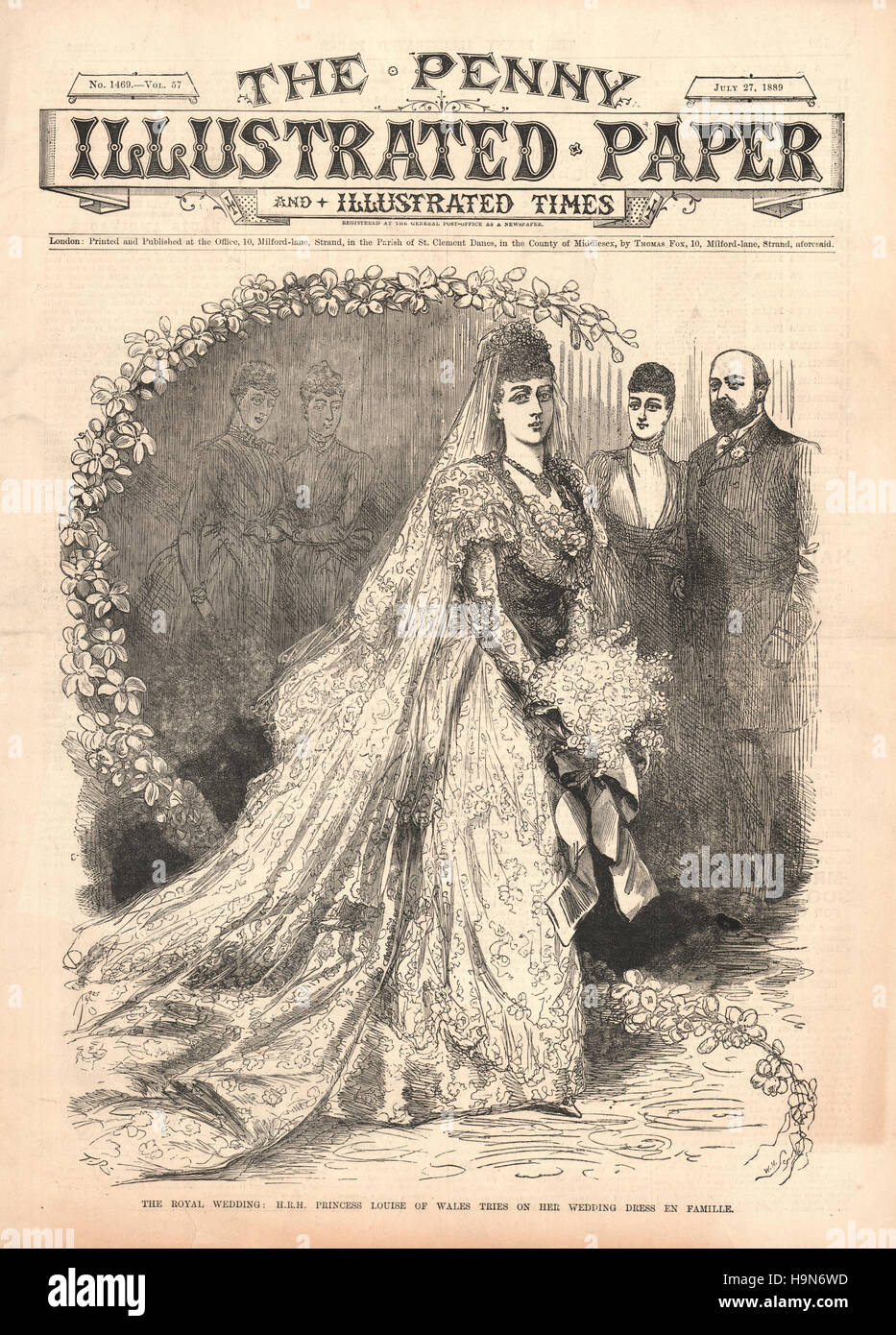 1889 Penny Illustrated Paper front page Wedding of Princess Louise of ...