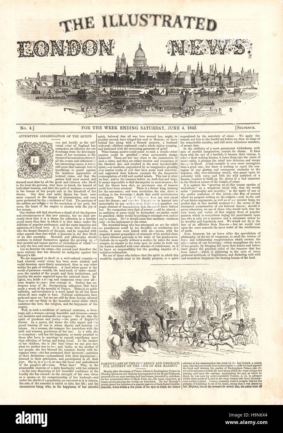 1842 Illustrated London News front page Assassination attempt on Queen ...
