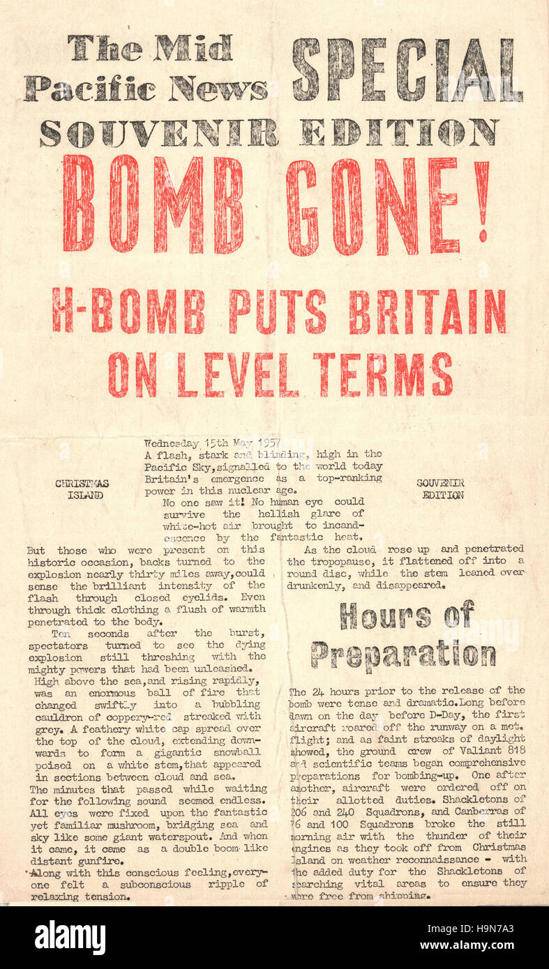 1957 h bomb christmas island hi-res stock photography and images - Alamy