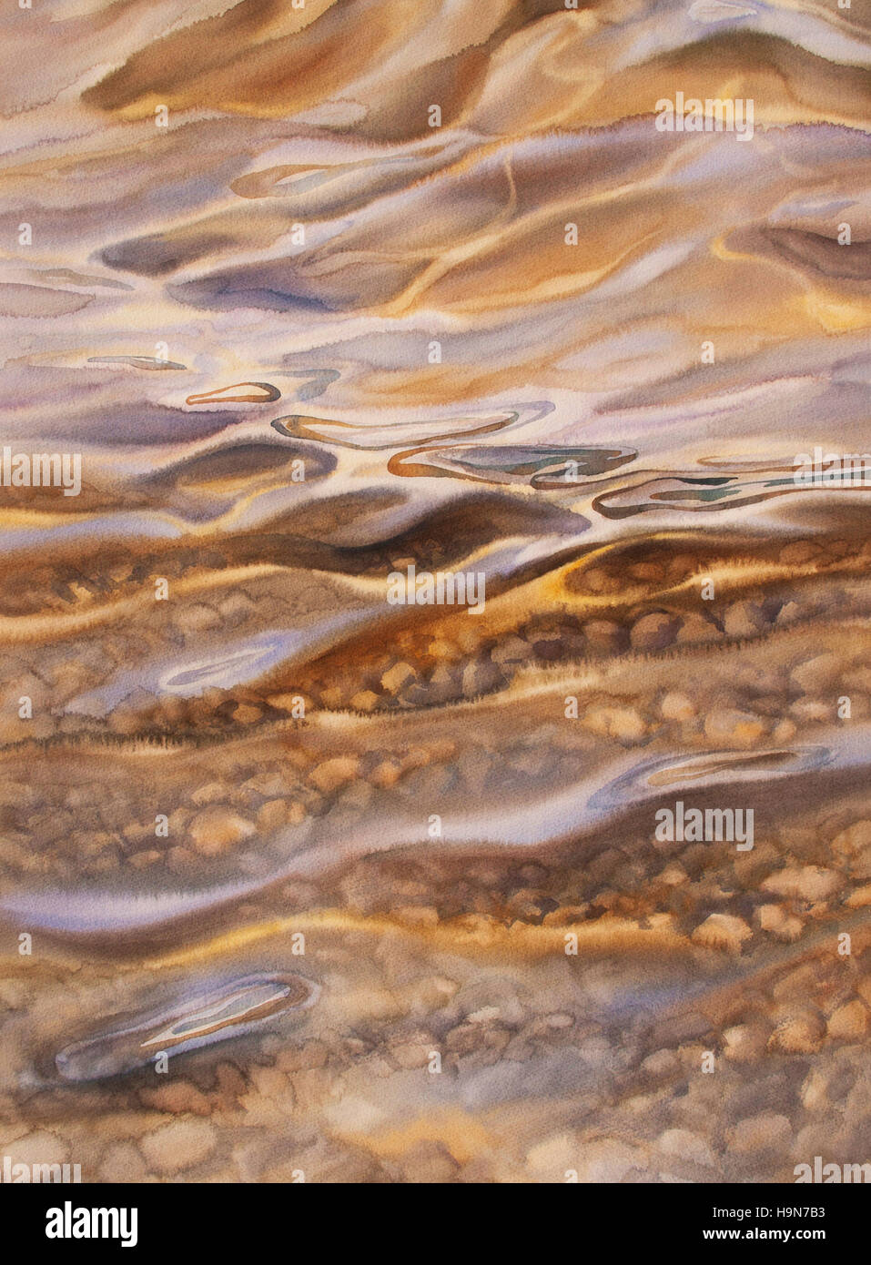 golden water watercolor Stock Photo - Alamy