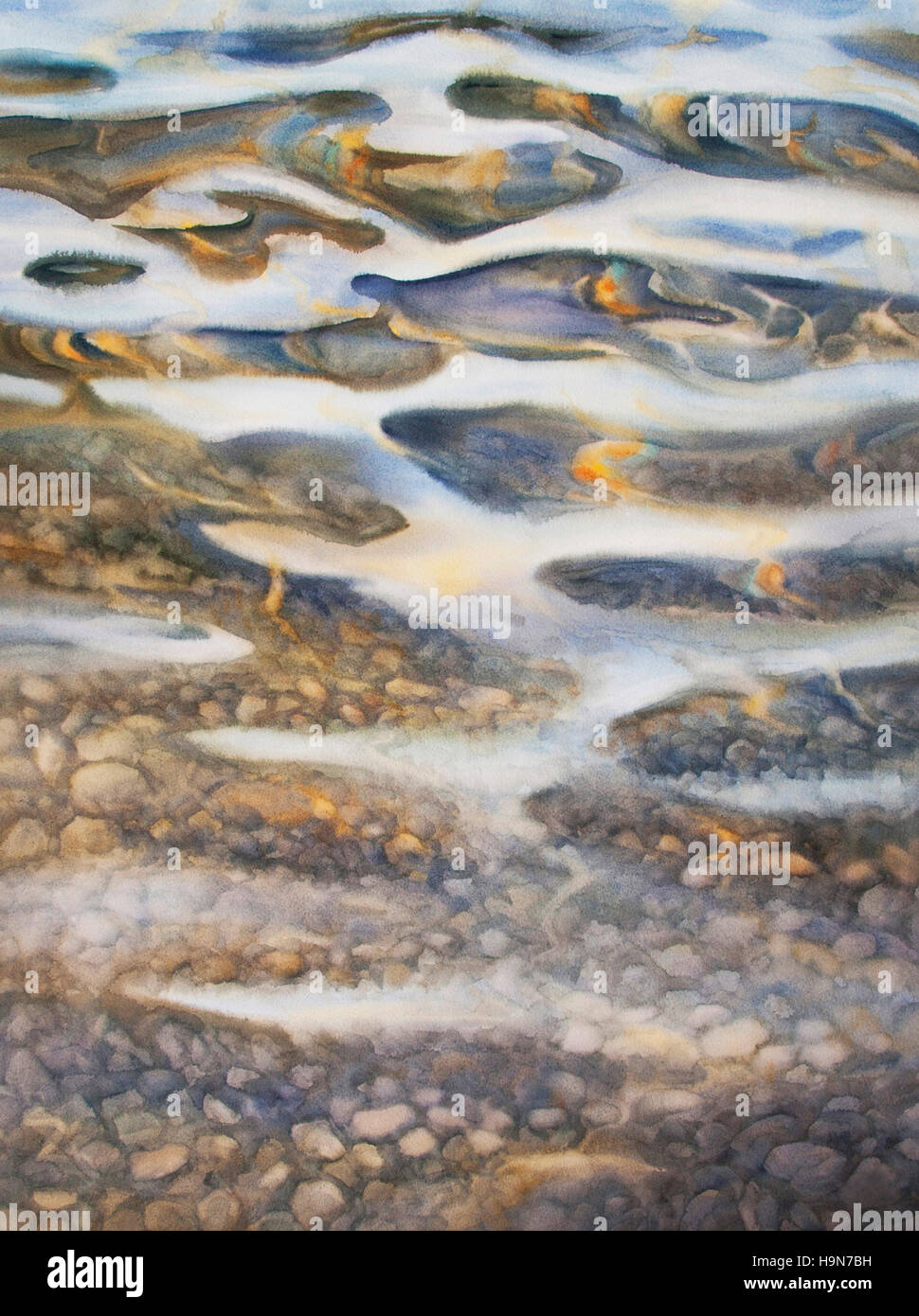 ripples stones watercolor Stock Photo - Alamy