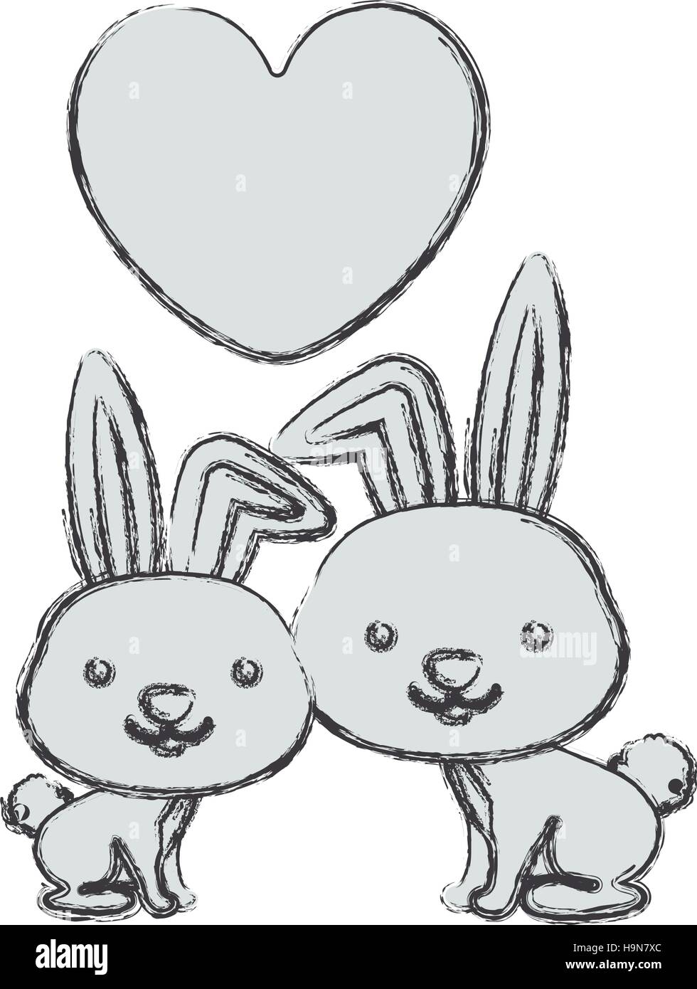 Rabbit cartoon in love icon. Animal cute adorable creature and friendly ...