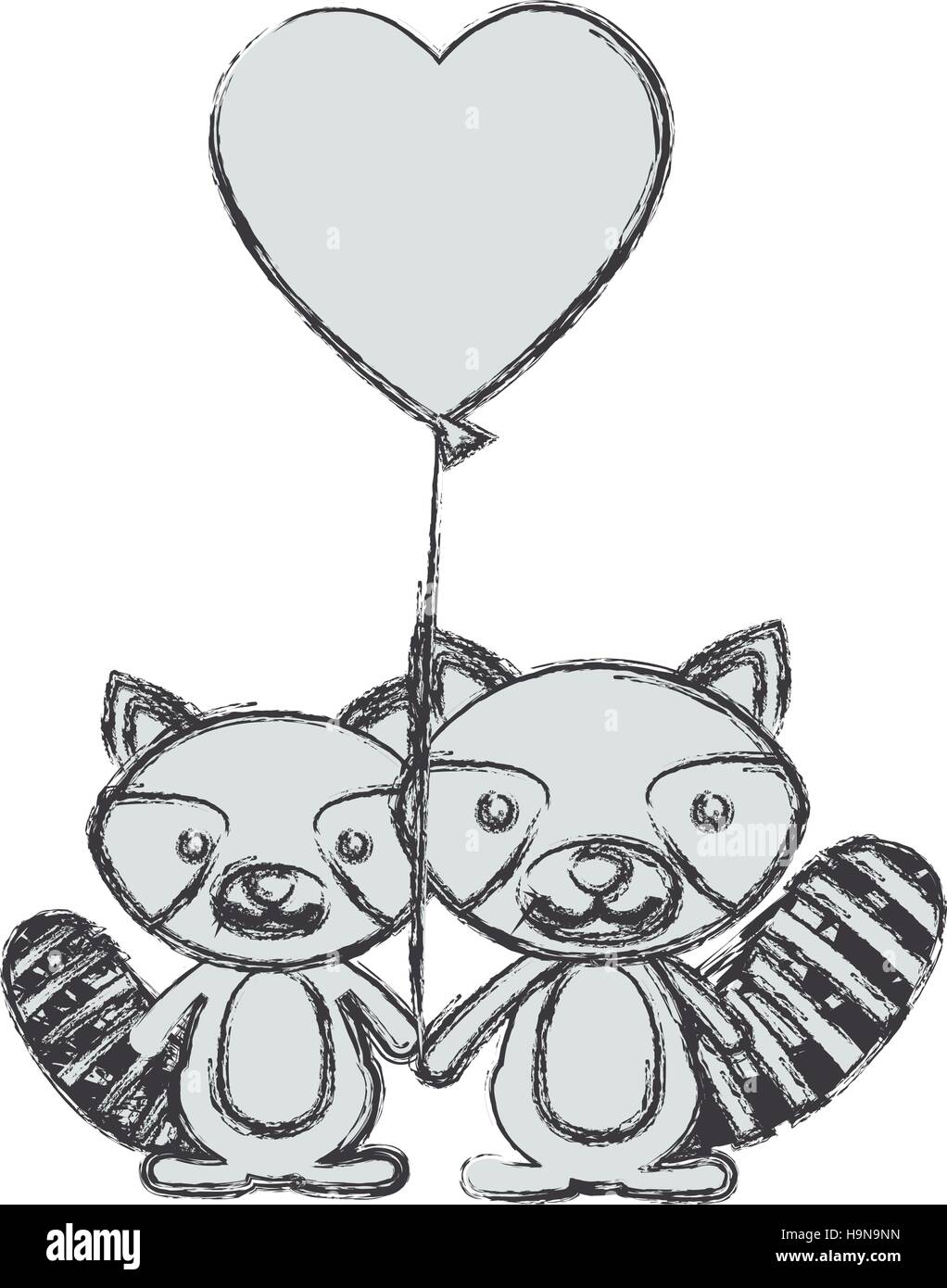Raccoon cartoon in love icon. Animal cute adorable creature and ...