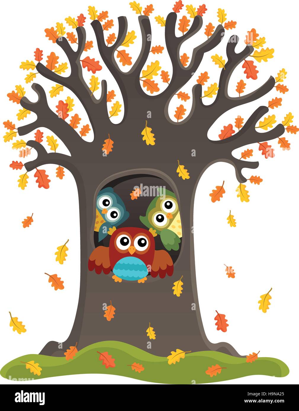 Owl tree theme image 3 - eps10 vector illustration Stock Vector Image ...