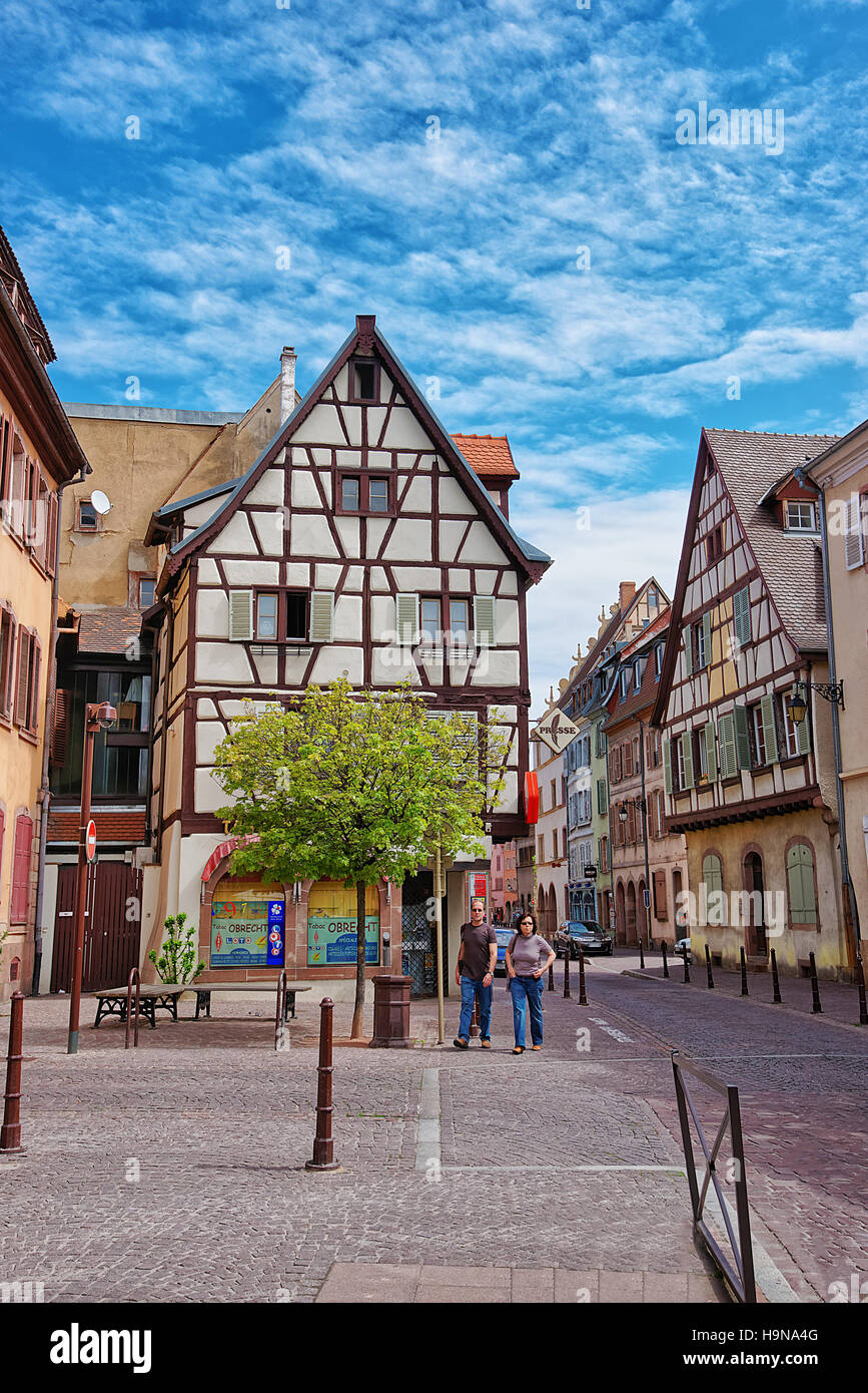 Colmar, France - May 1, 2012: Colorful Timber framing houses on Grand ...