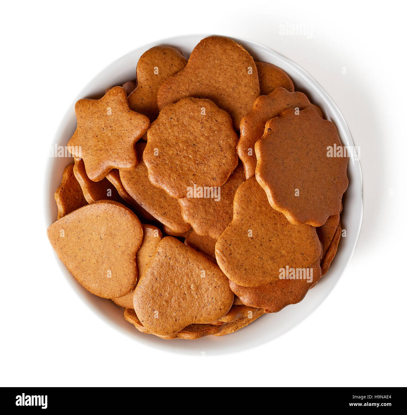 Bowl of christmas cookies isolated on white background, top view Stock ...