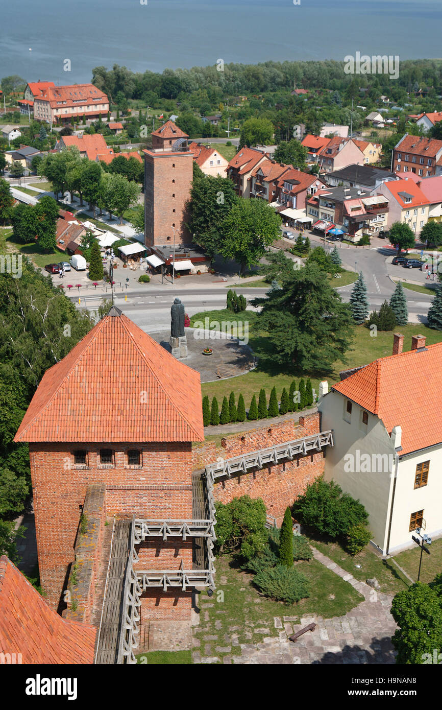 look from tower at cathedral over the city of frombork (frauenburg ...