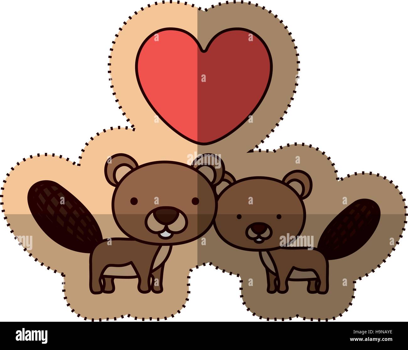 Beaver cartoon in love icon. Animal cute adorable creature and friendly ...