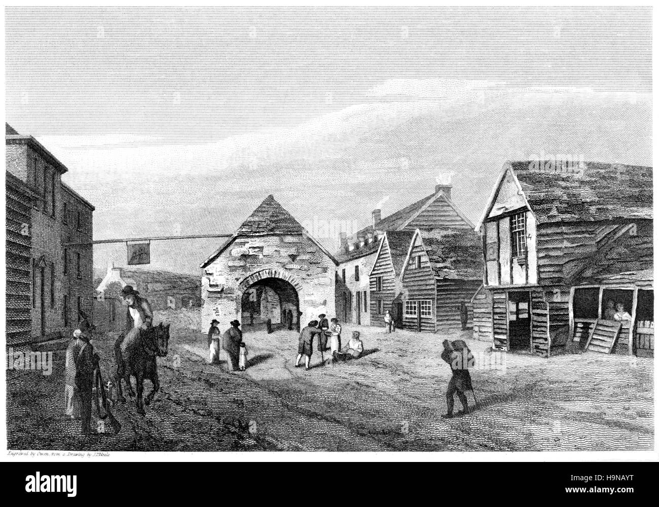 An engraving of Rhayader, Radnorshire scanned at high resolution from a ...