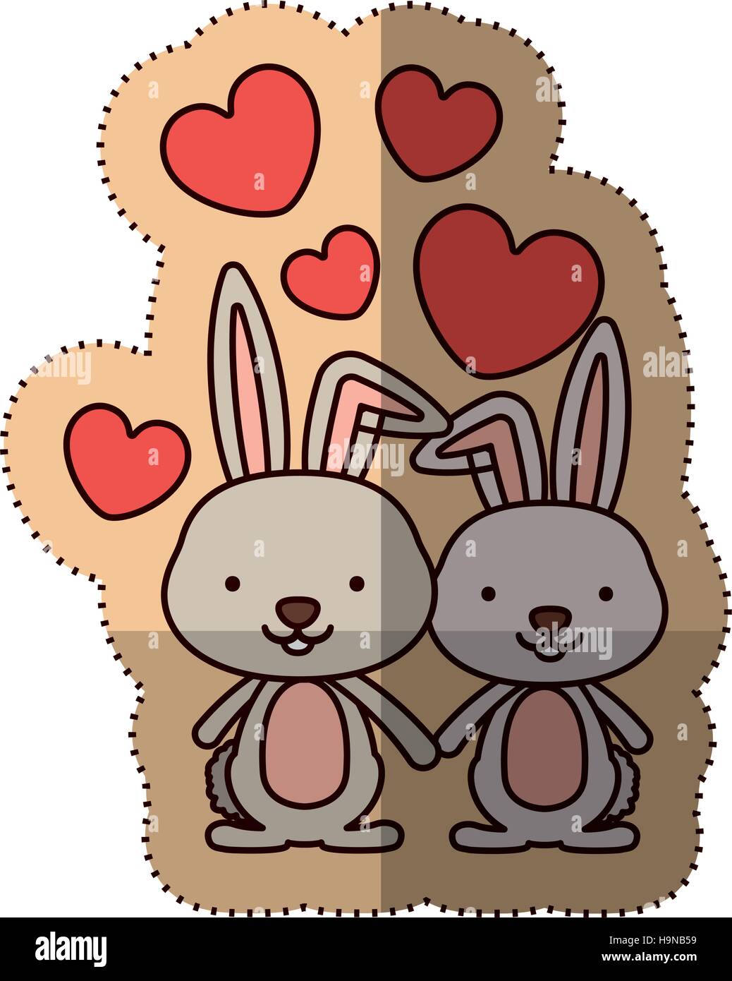 Rabbit cartoon in love icon. Animal cute adorable creature and friendly ...