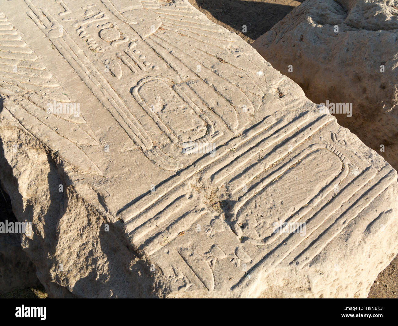 Close up of block with blank cartouches at theTemple of Montu at Tod ...